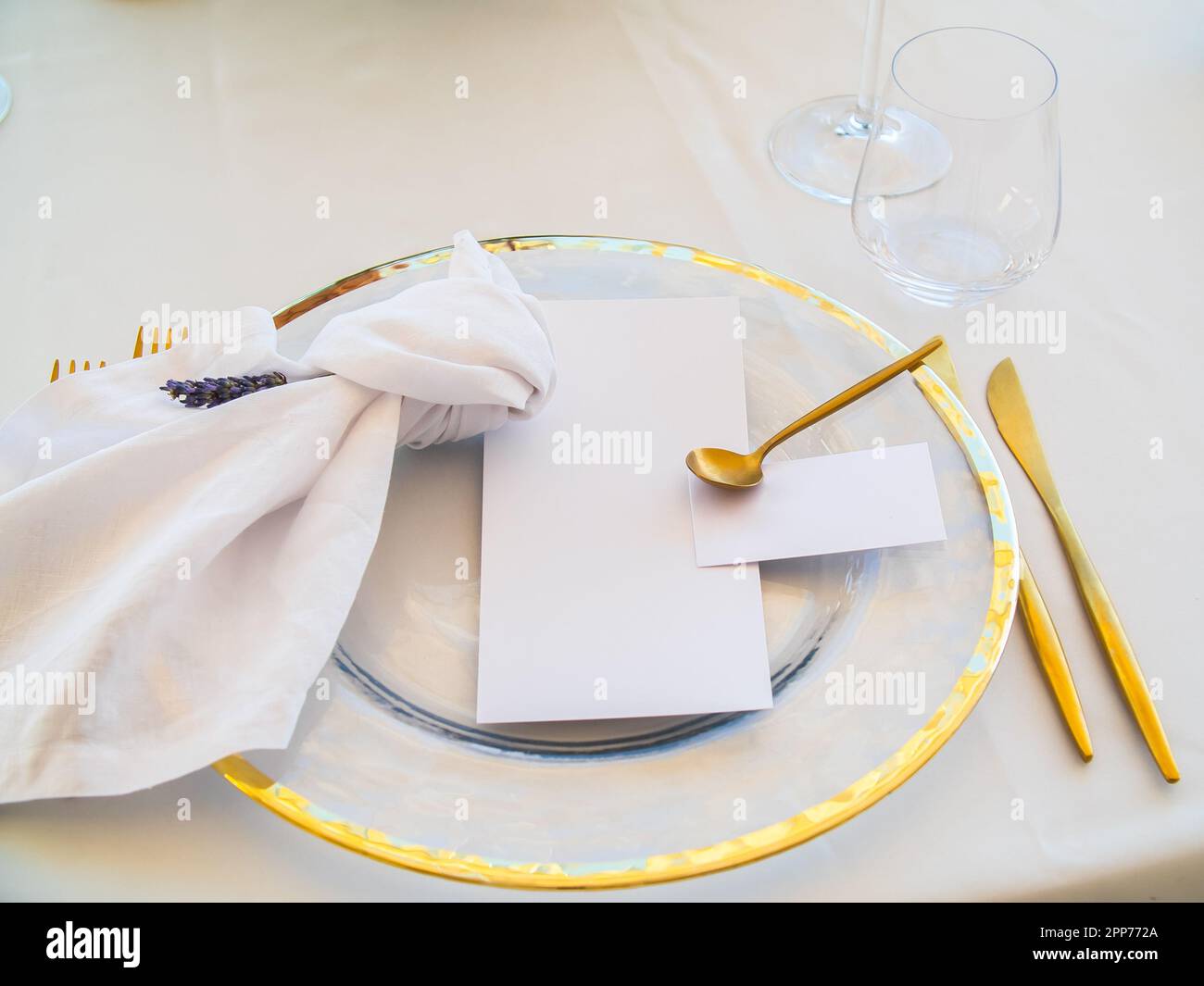 Wedding Table place with invitation card and porcelain plates decorated ...