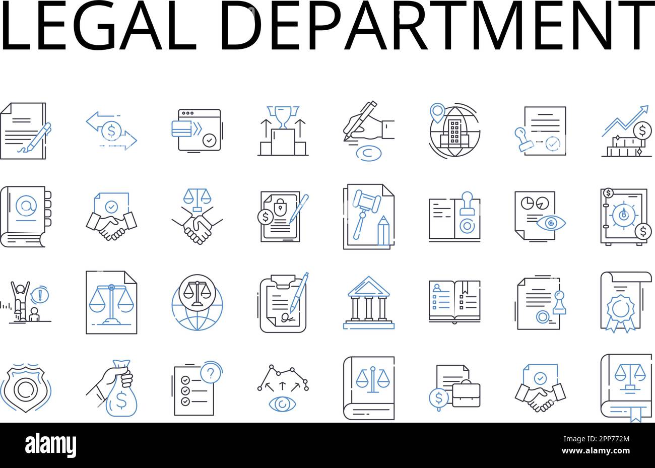 Legal department line icons collection. Marketing team, Research ... Legal department line icons collection. Marketing team, Research ...