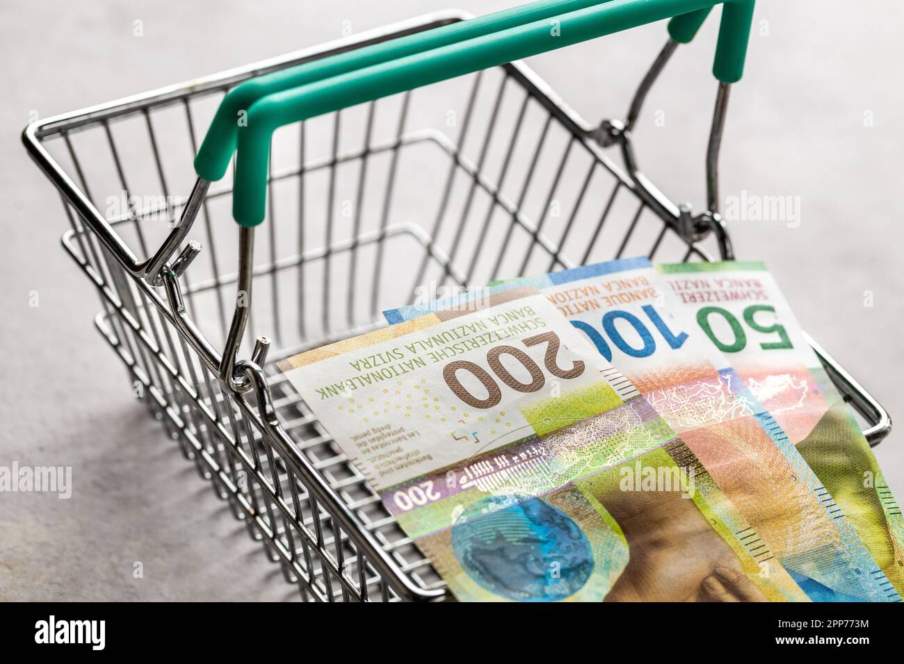 Financial concept, switzerland inflation, rising prices in stores ...