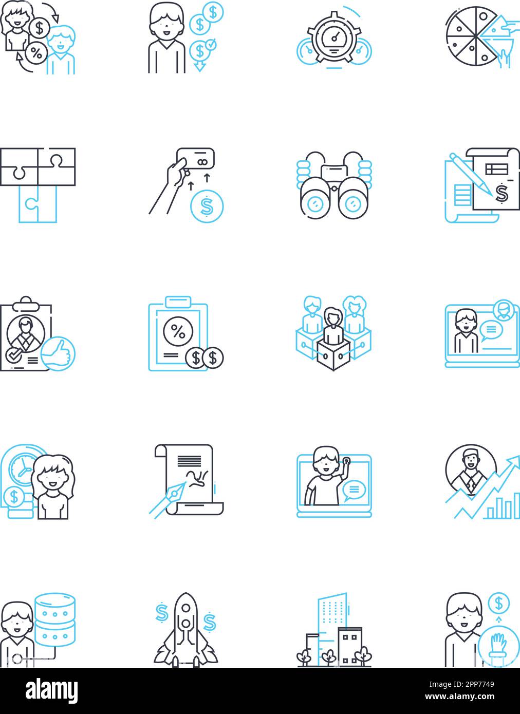 Executive Direction linear icons set. Leadership, Vision, Strategy, Planning, Guidance ...