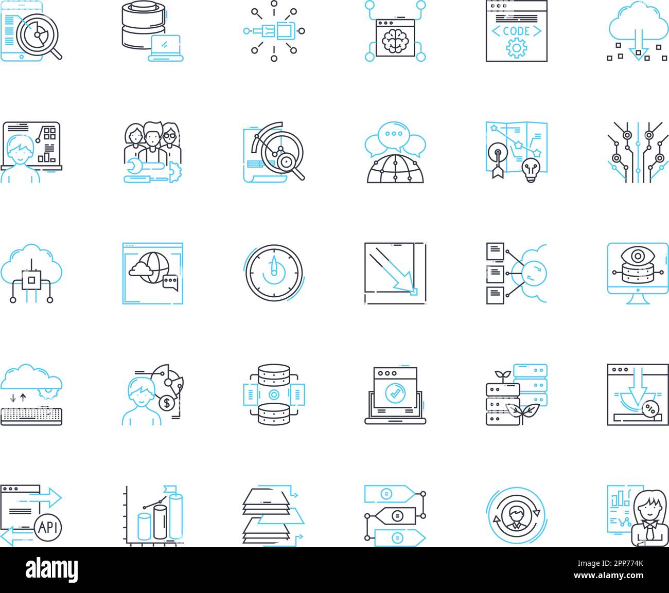 Social presence linear icons set. Engagement, Community, Connectivity ...