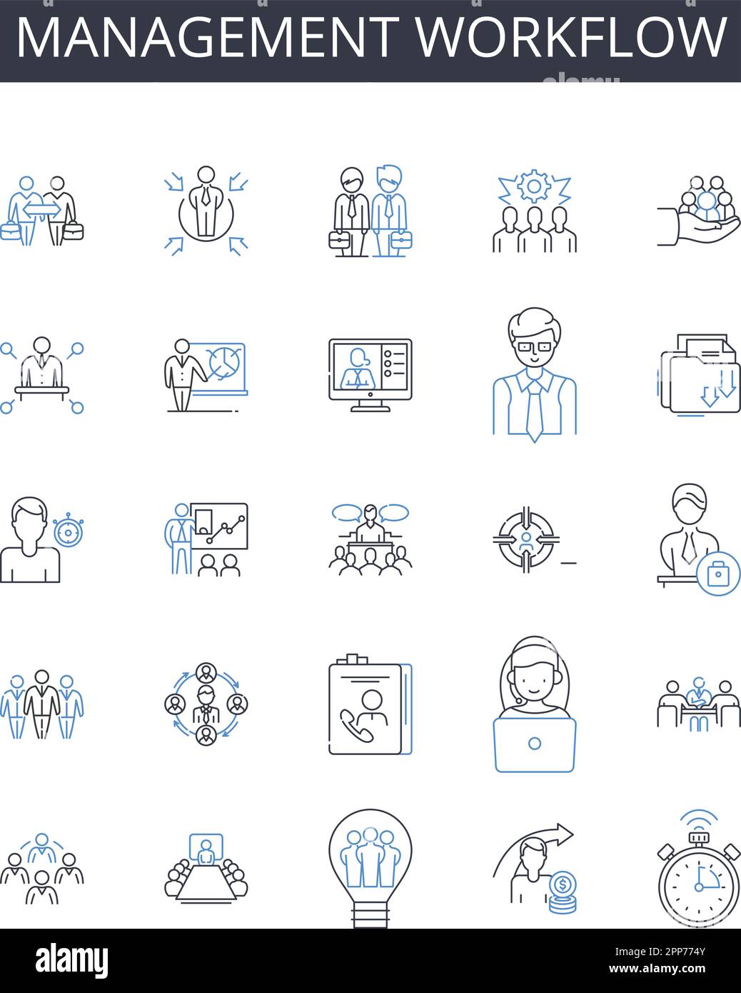 Management Workflow Line Icons Collection Project Management Creative