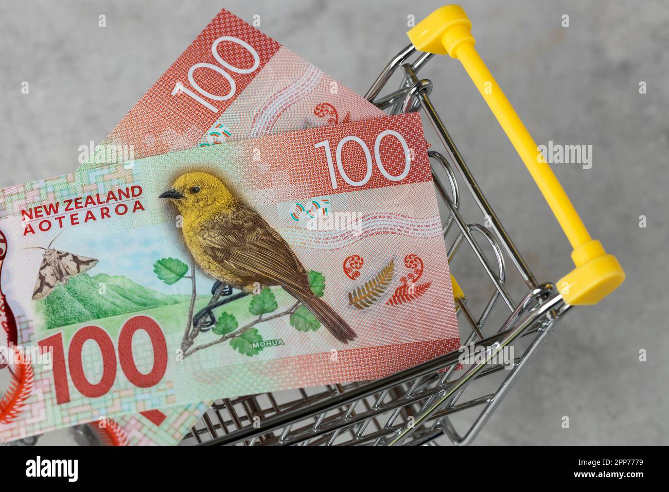 Financial concept, New Zealand inflation rate, store prices, Empty ...