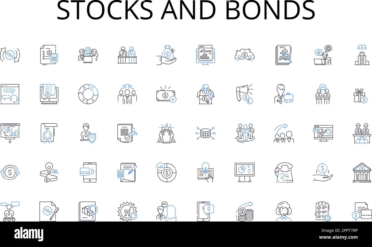 Stocks and bonds line icons collection. Innovation, Revival ...