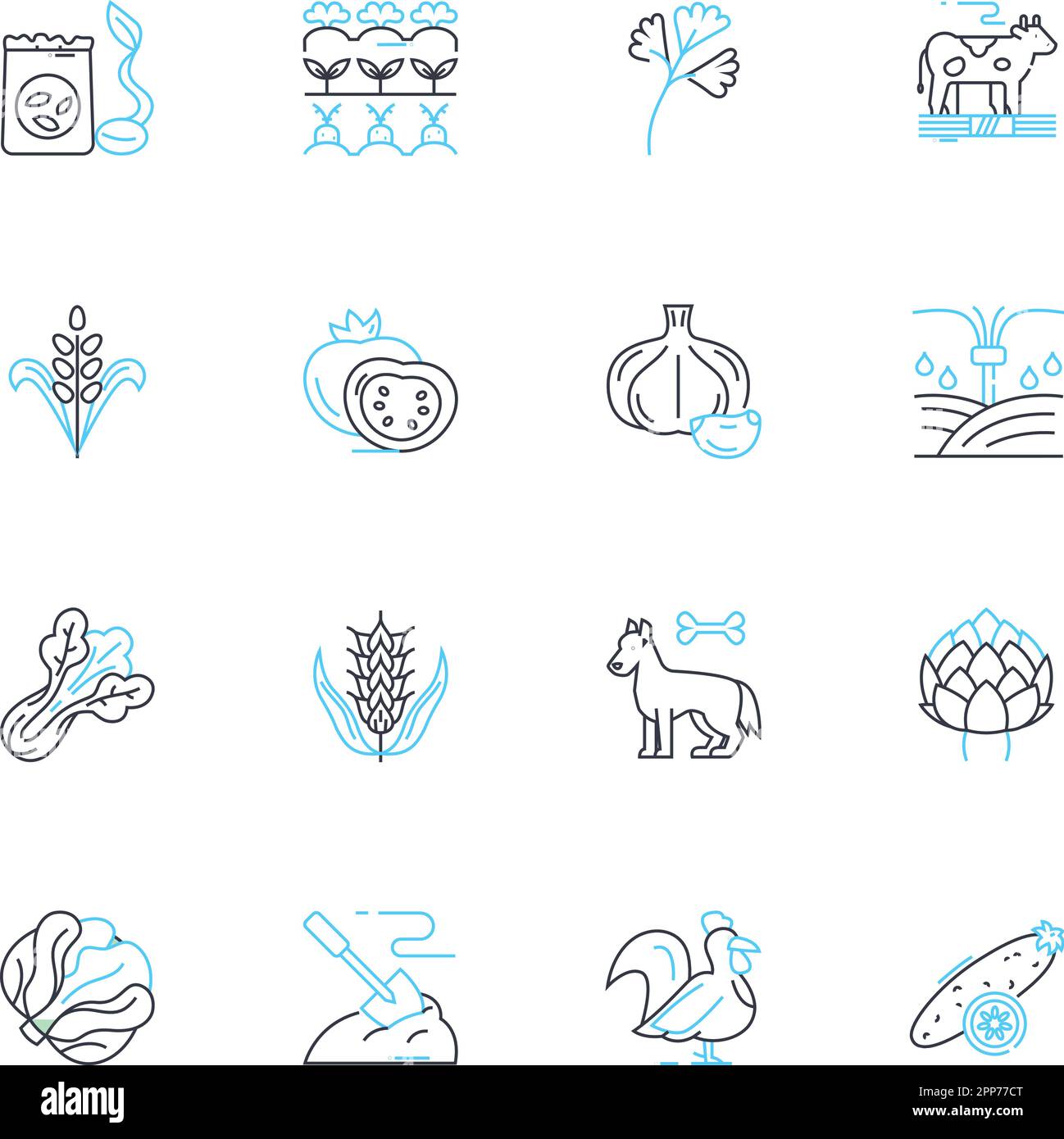 Farm management software linear icons set. Agribusiness, Crops ...