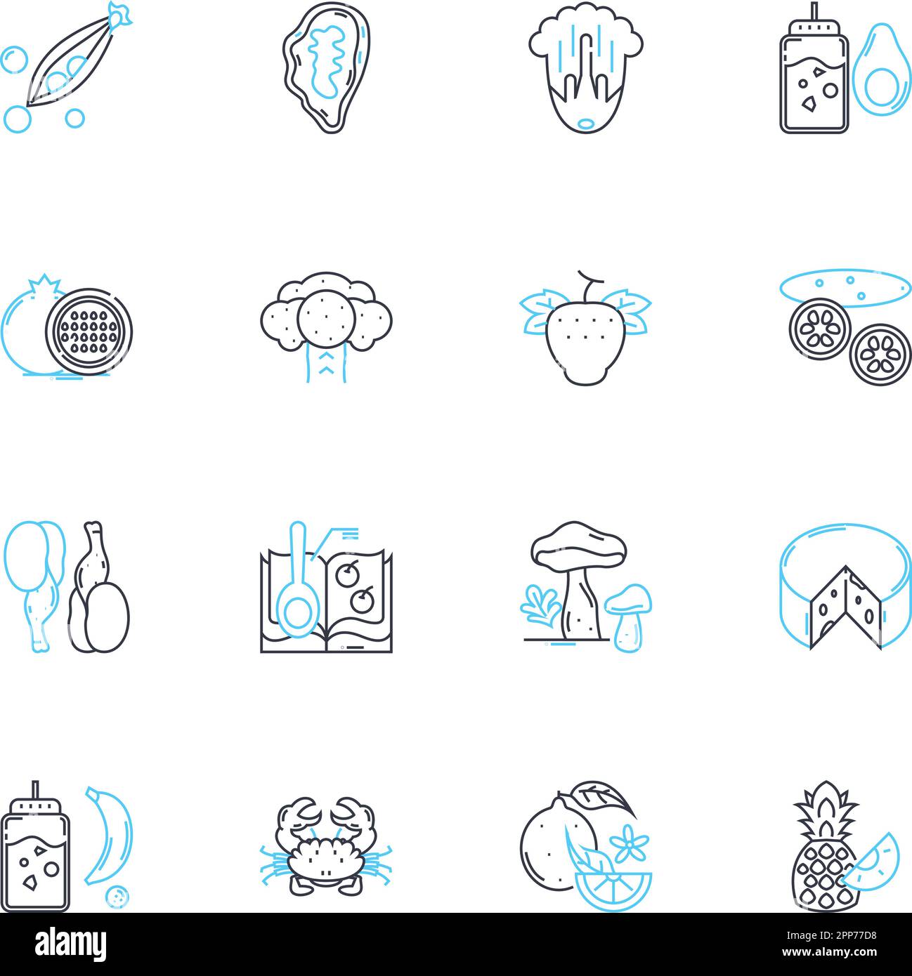 Natural nourishment linear icons set. Organic, Sustainable, Wholefood ...