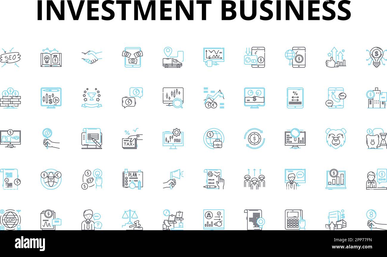 Investment business linear icons set. Portfolio, Diversification, Stock ... Investment business linear icons set. Portfolio, Diversification, Stock ...