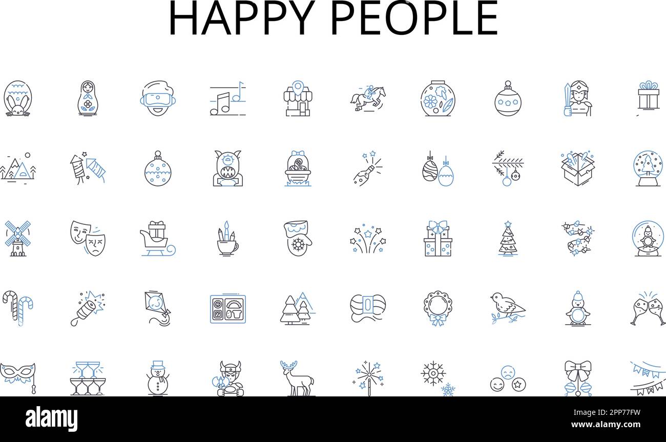 Happy people line icons collection. Profit, Revenue, Strategy ... Happy people line icons collection. Profit, Revenue, Strategy ...