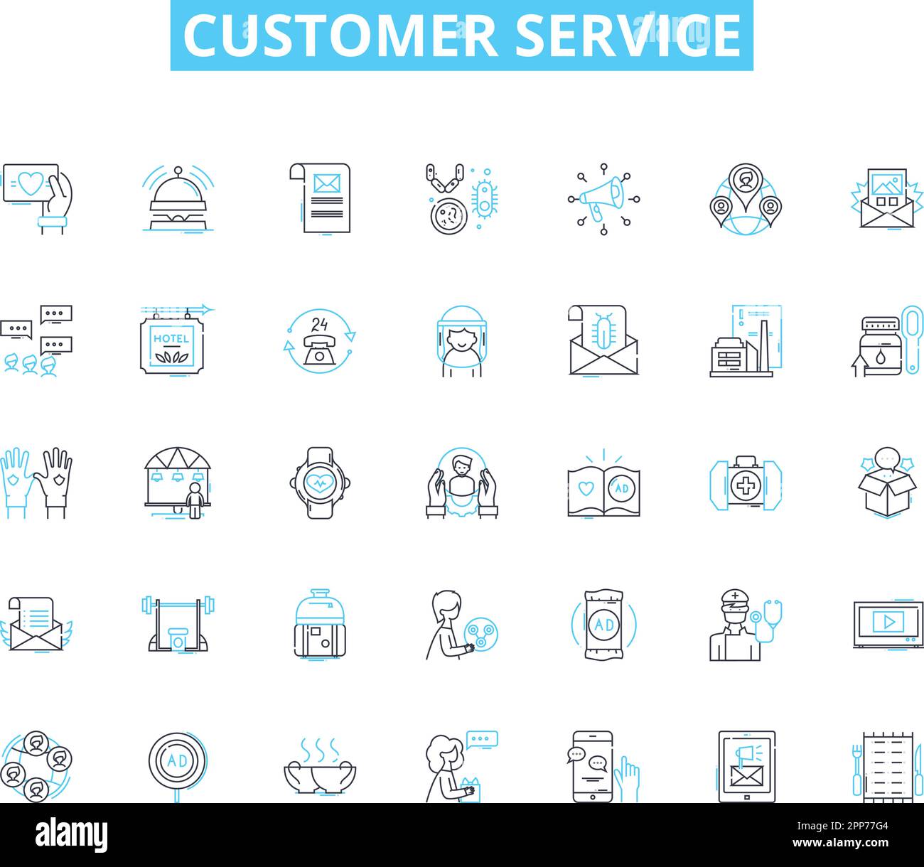 Customer service linear icons set. Satisfaction, Support, Experience ...
