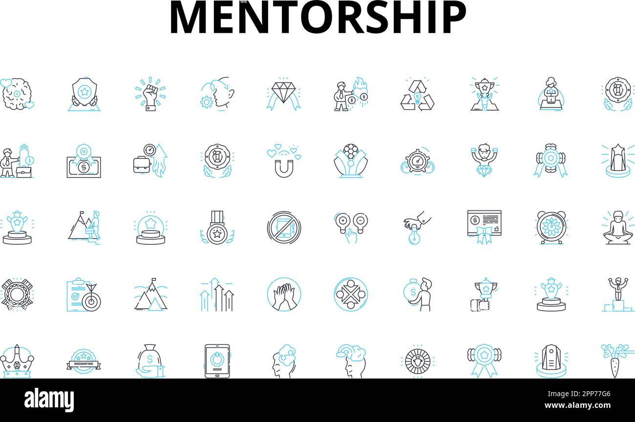 Mentorship linear icons set. guidance, support, coaching, inspiration ...