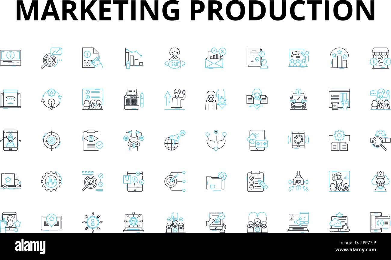 Marketing production linear icons set. Strategy, Branding, Advertising ...