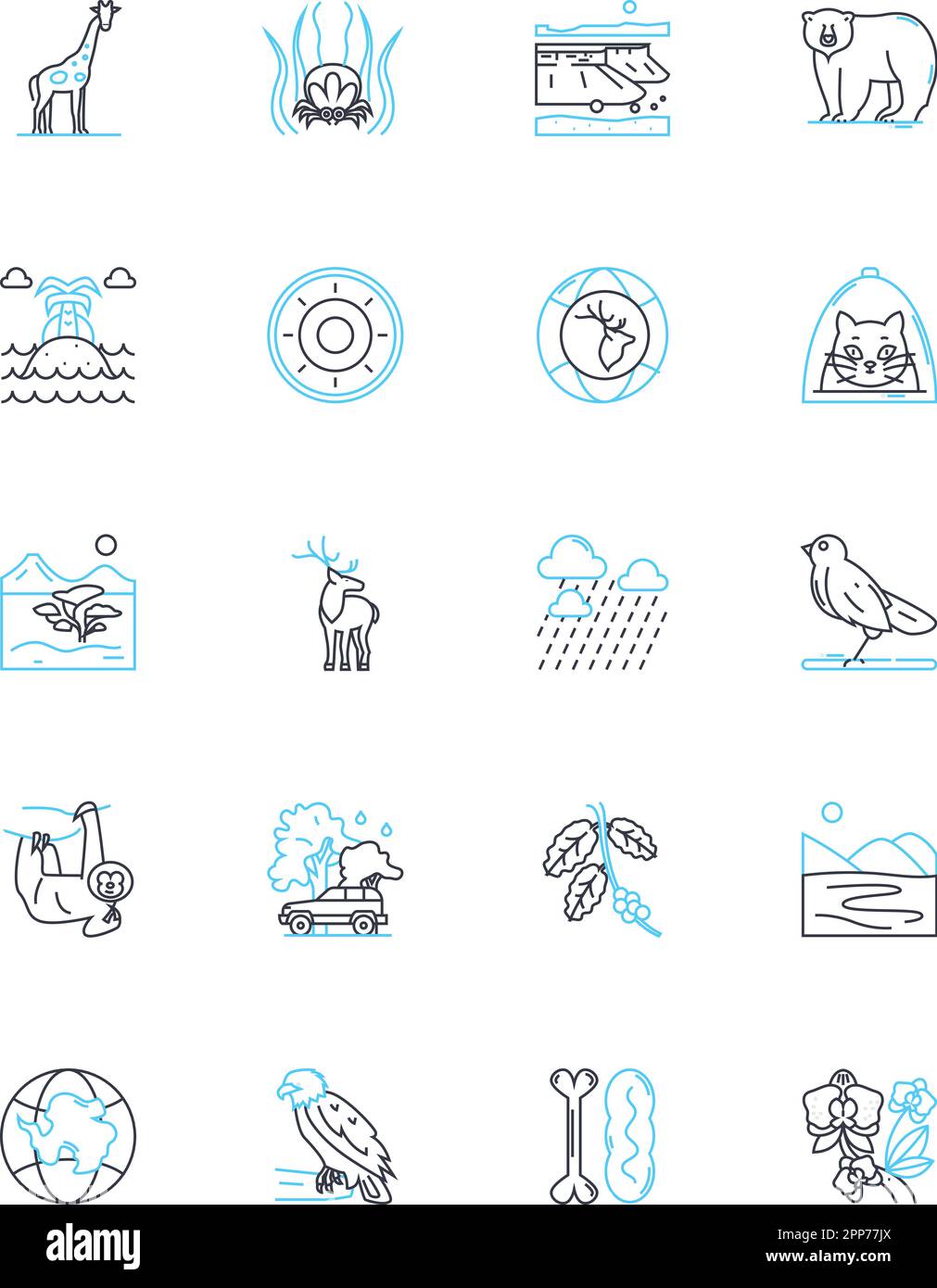 Wildlife linear icons set. Habitat, Conservation, Endangered ...