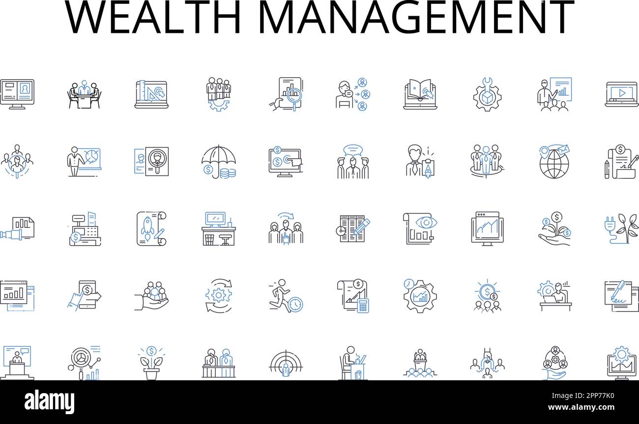 Wealth management line icons collection. Investments, Portfolio, Diversification, Allocation ...