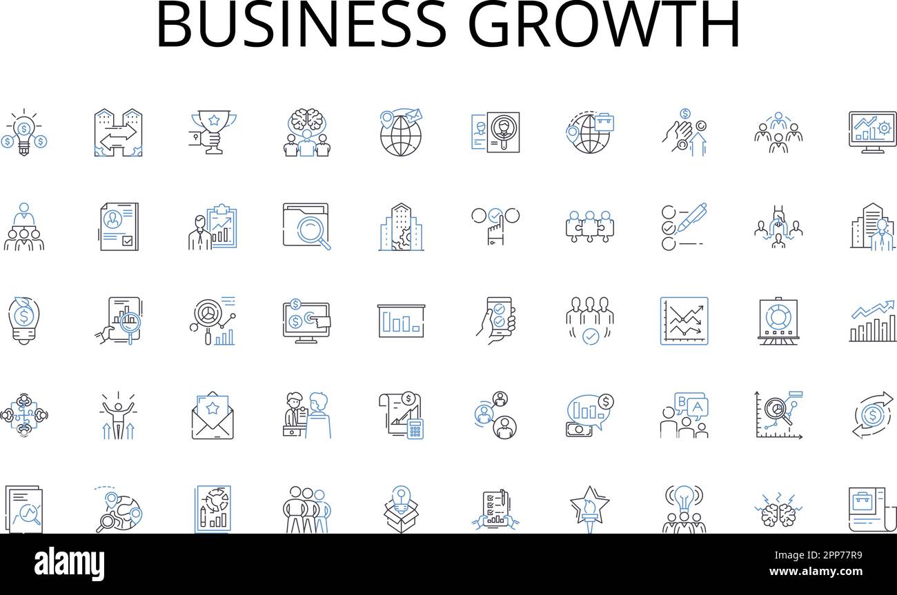 Business growth line icons collection. Valuation, Appraisal, Evaluation ... Business growth line icons collection. Valuation, Appraisal, Evaluation ...