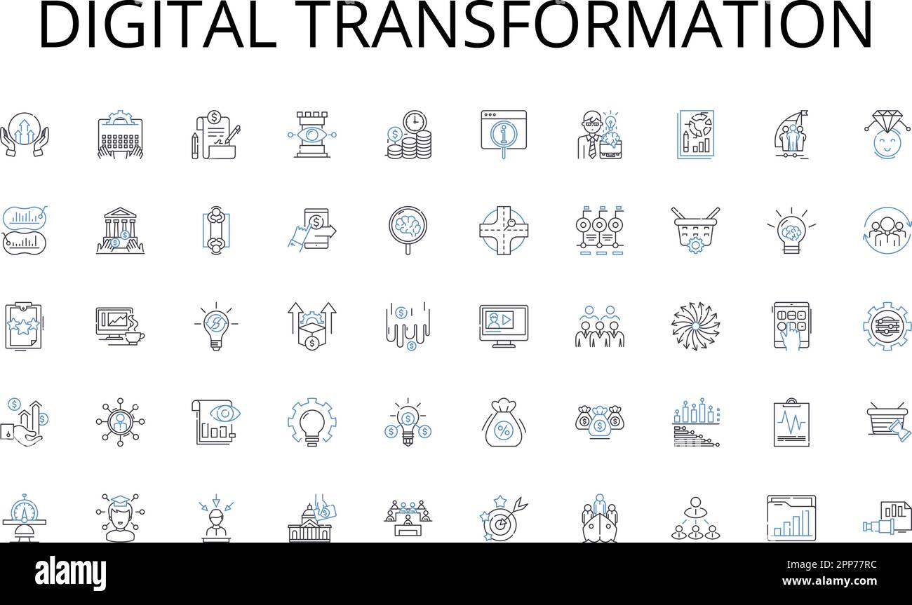 Digital Transformation line icons collection. Recreation, Relaxation ...