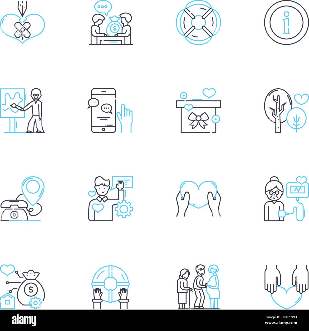 Contribution linear icons set. Involvement, Support, Assistance ...