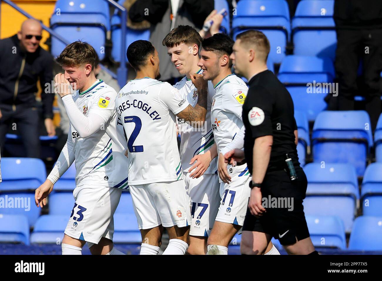 Birkenhead, UK. 22nd Apr, 2023. Rhys Hughes of Tranmere Rovers (c ...
