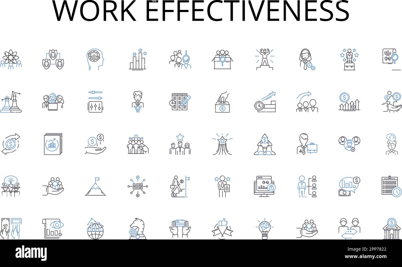 Work effectiveness line icons collection. Categorization, Manipulation ...