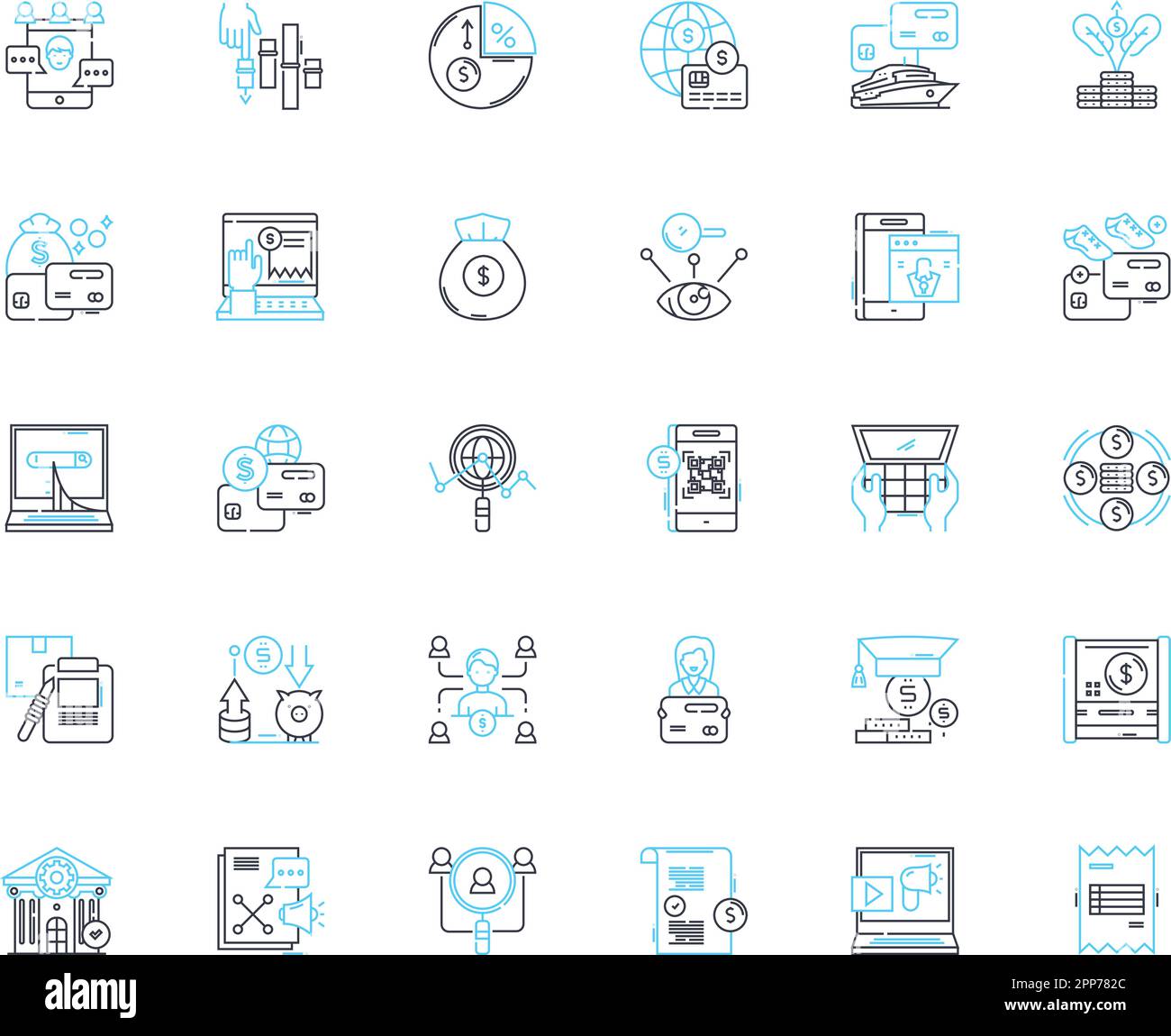 Trade deals linear icons set. Agreements, Negotiations, Tariffs ...
