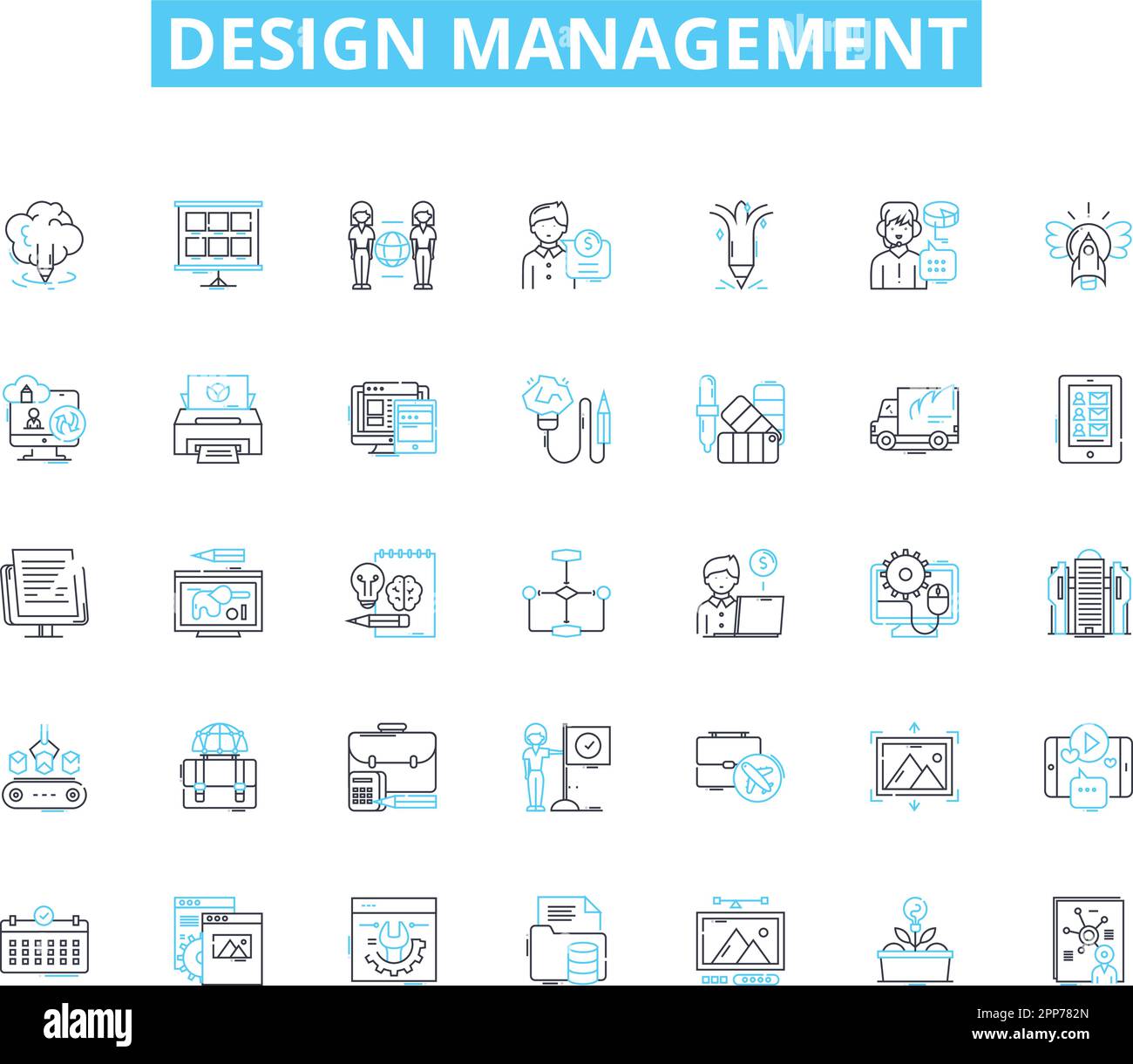 Design management linear icons set. Innovation, Planning, Strategy ...