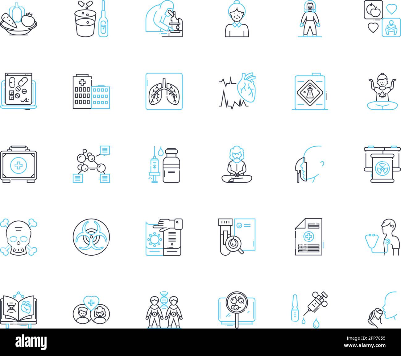 Contagion linear icons set. Virus, Epidemic, Outbreak, Infection ...