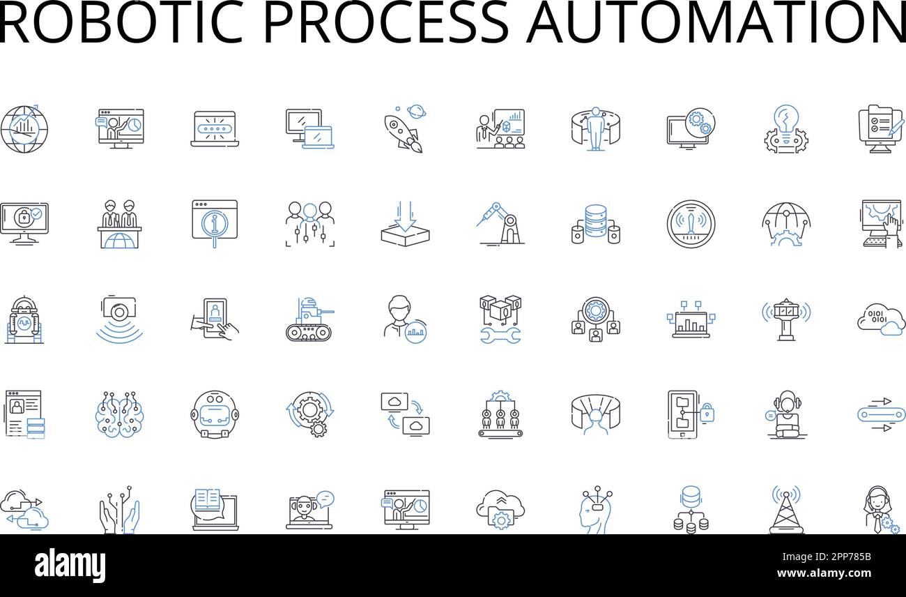 Robotic process automation line icons collection. Development ... Robotic process automation line icons collection. Development ...