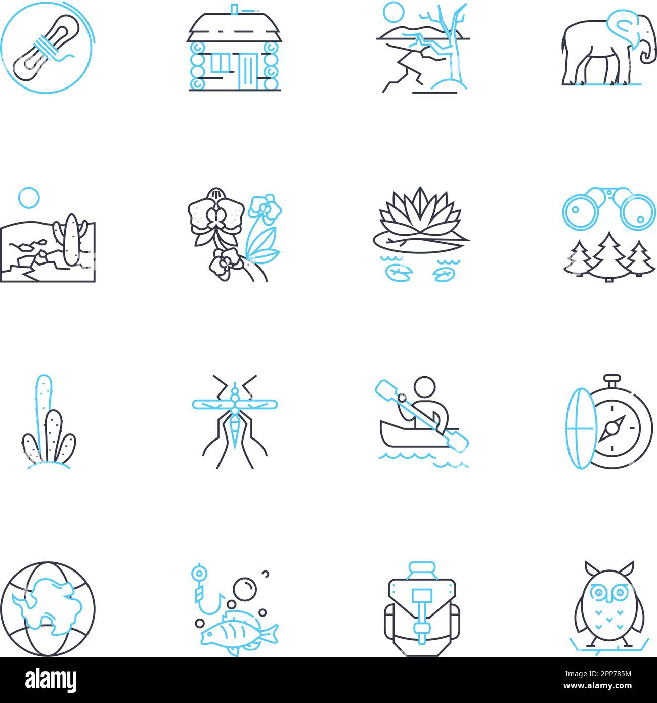 Ecology Linear Icons Set Conservation Sustainability Biodiversity