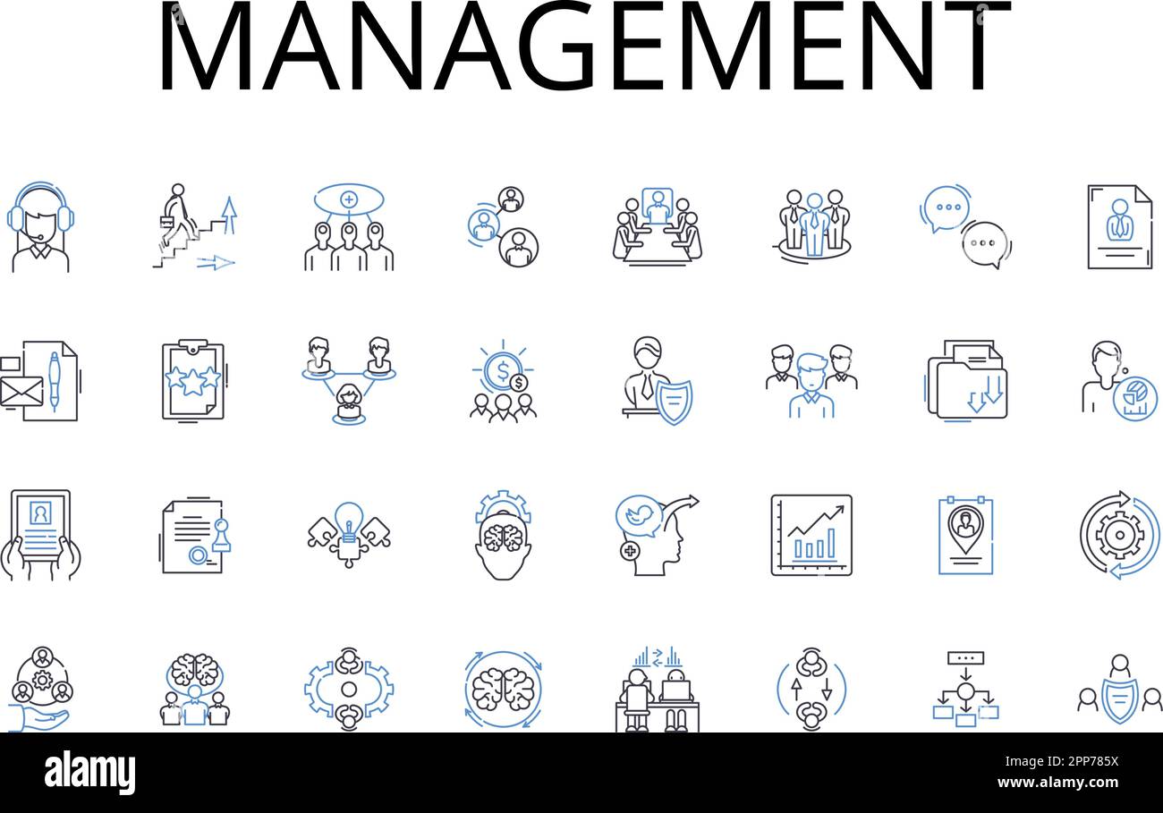 Management Line Icons Collection Administration Control Supervision