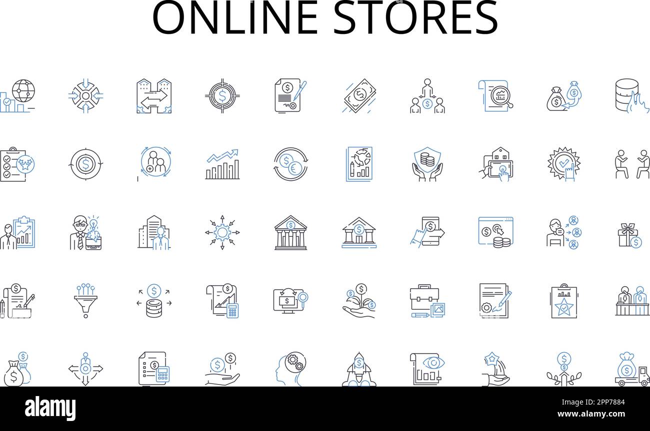 Online stores line icons collection. Tablet, Apple, Portable ...