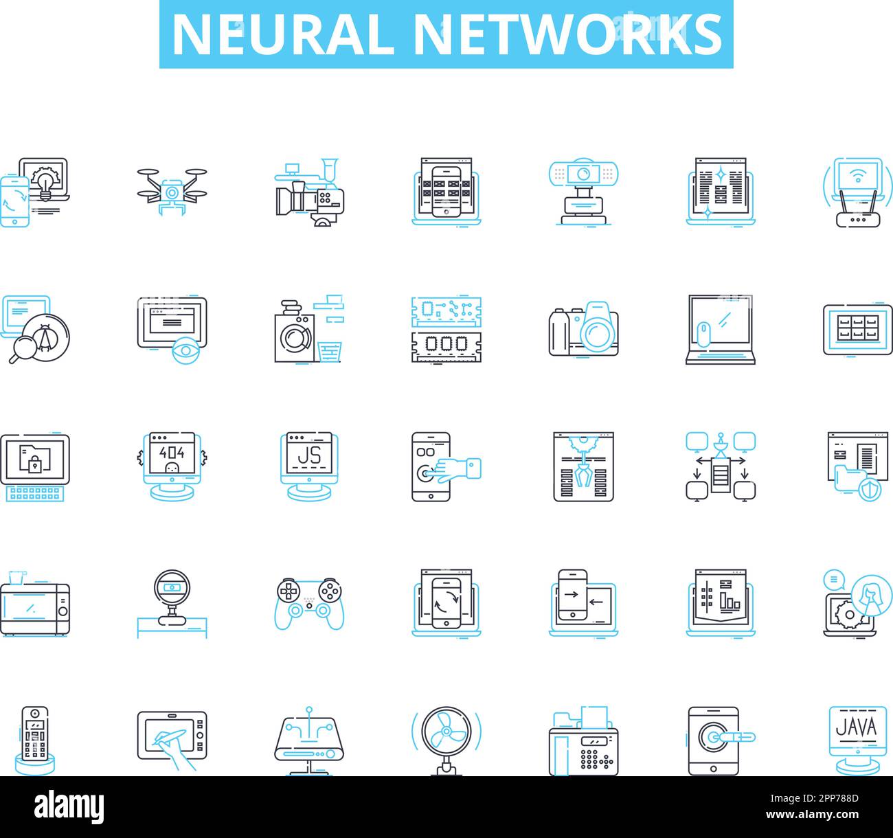Neural networks linear icons set. Perceptron, Backpropagation, Deep ... Neural networks linear icons set. Perceptron, Backpropagation, Deep ...