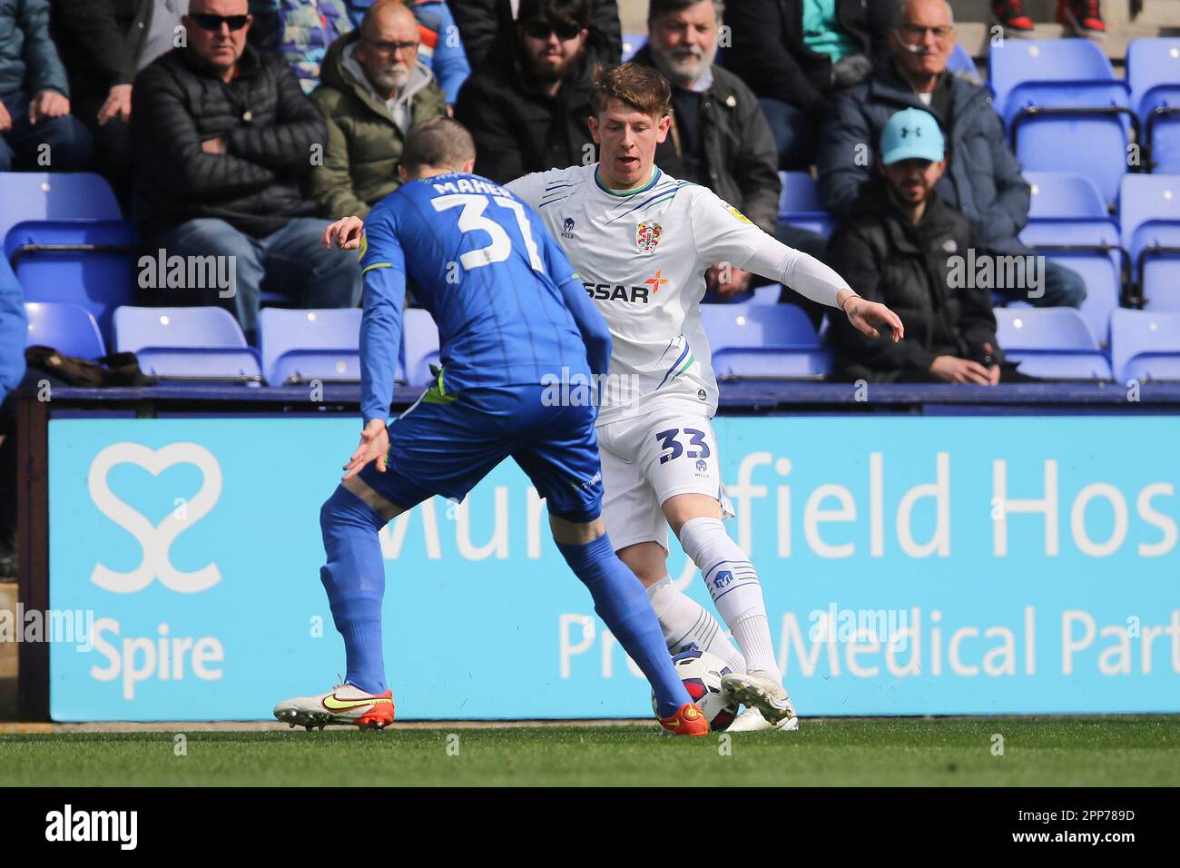 Birkenhead, UK. 22nd Apr, 2023. Jay Turner-Cook of Tranmere Rovers (33 ...