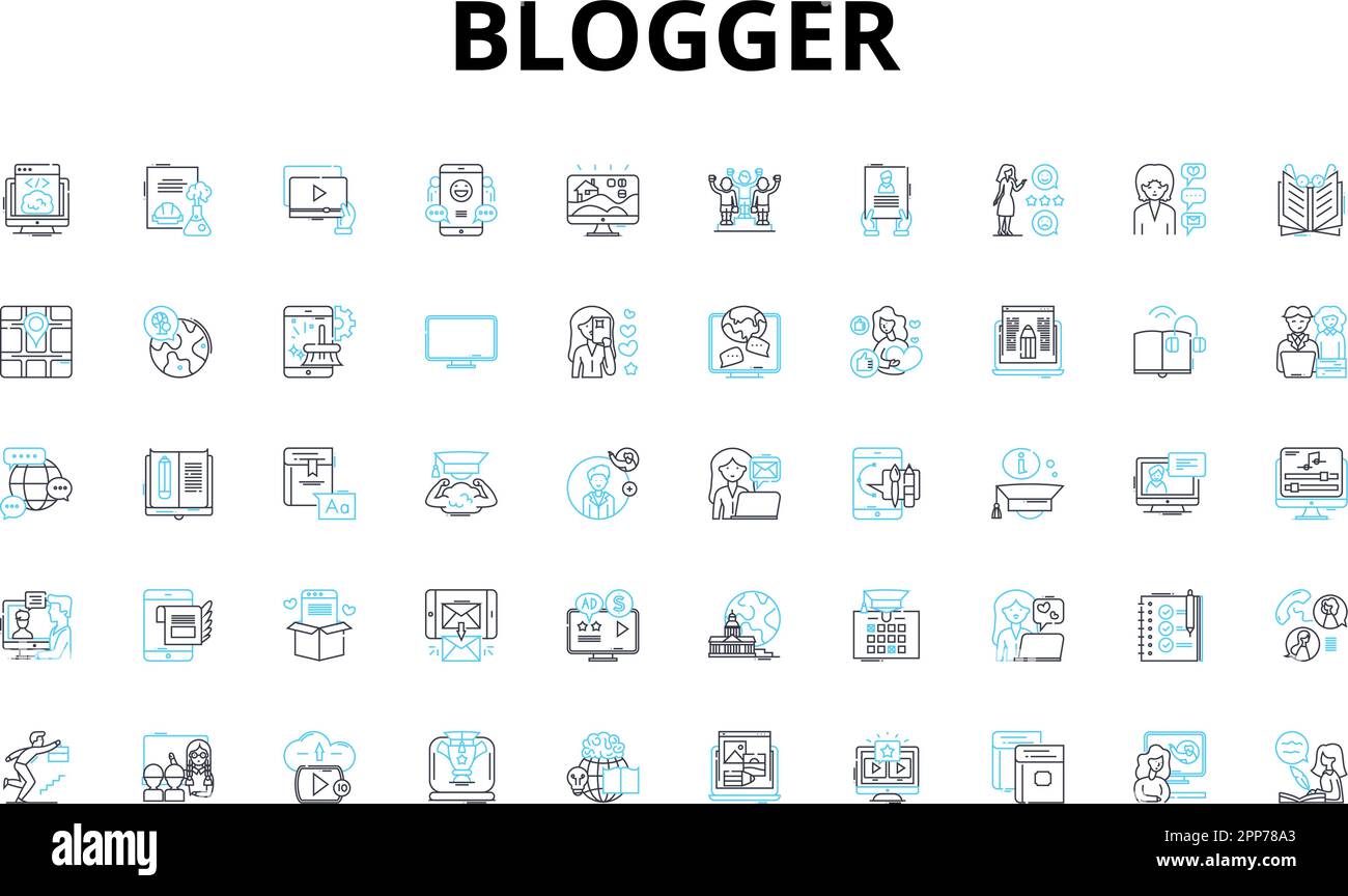 Blogger linear icons set. Writing, Blogging, Content, Platform ...