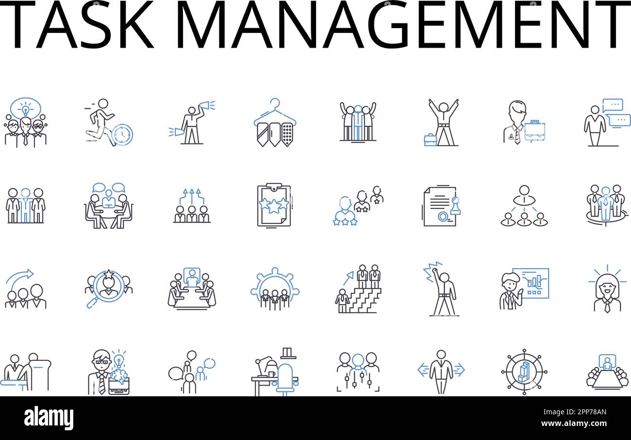 Task management line icons collection. Time management, Project ... Task management line icons collection. Time management, Project ...
