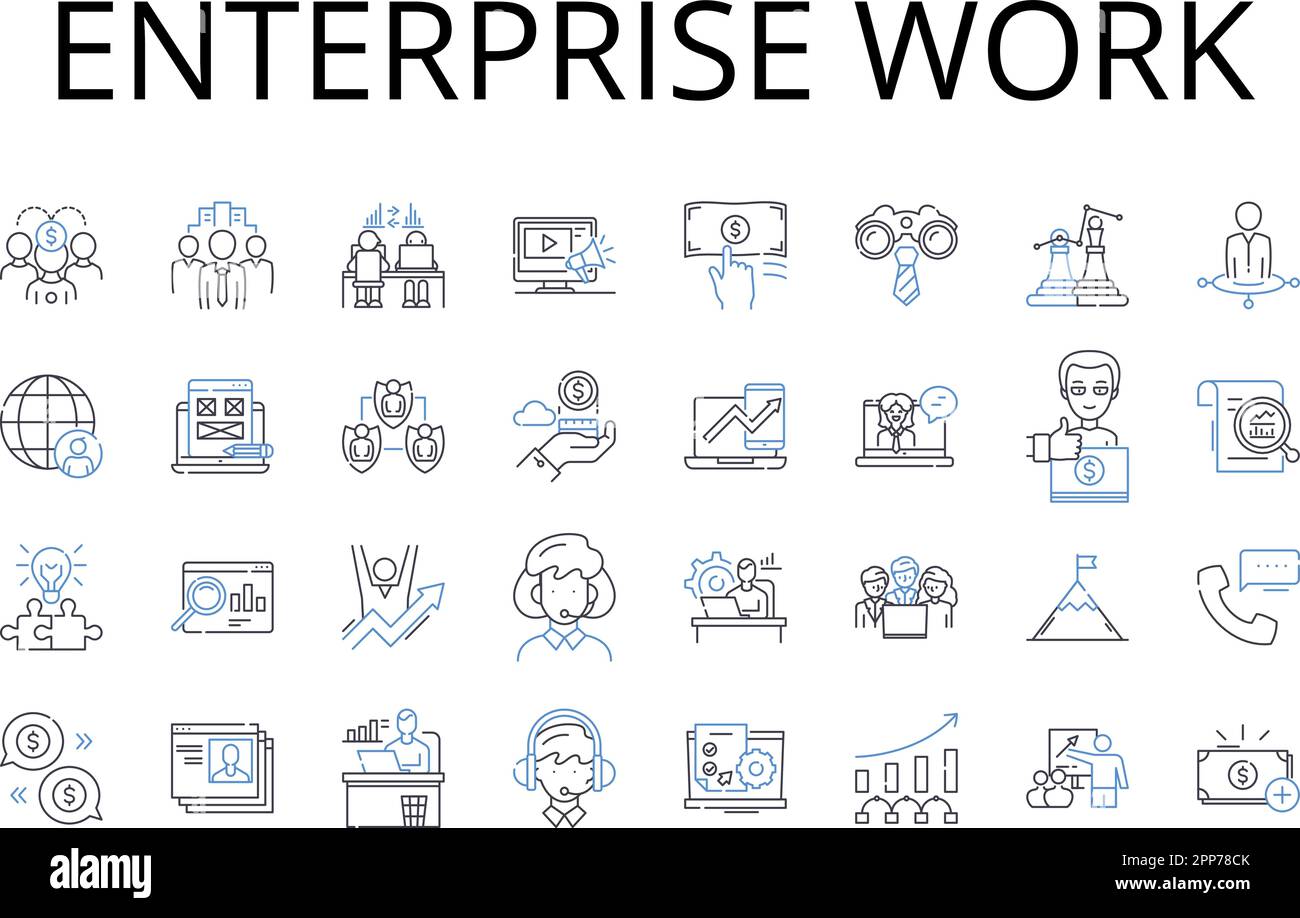 Enterprise Work Line Icons Collection Business Tasks Corporate Duties