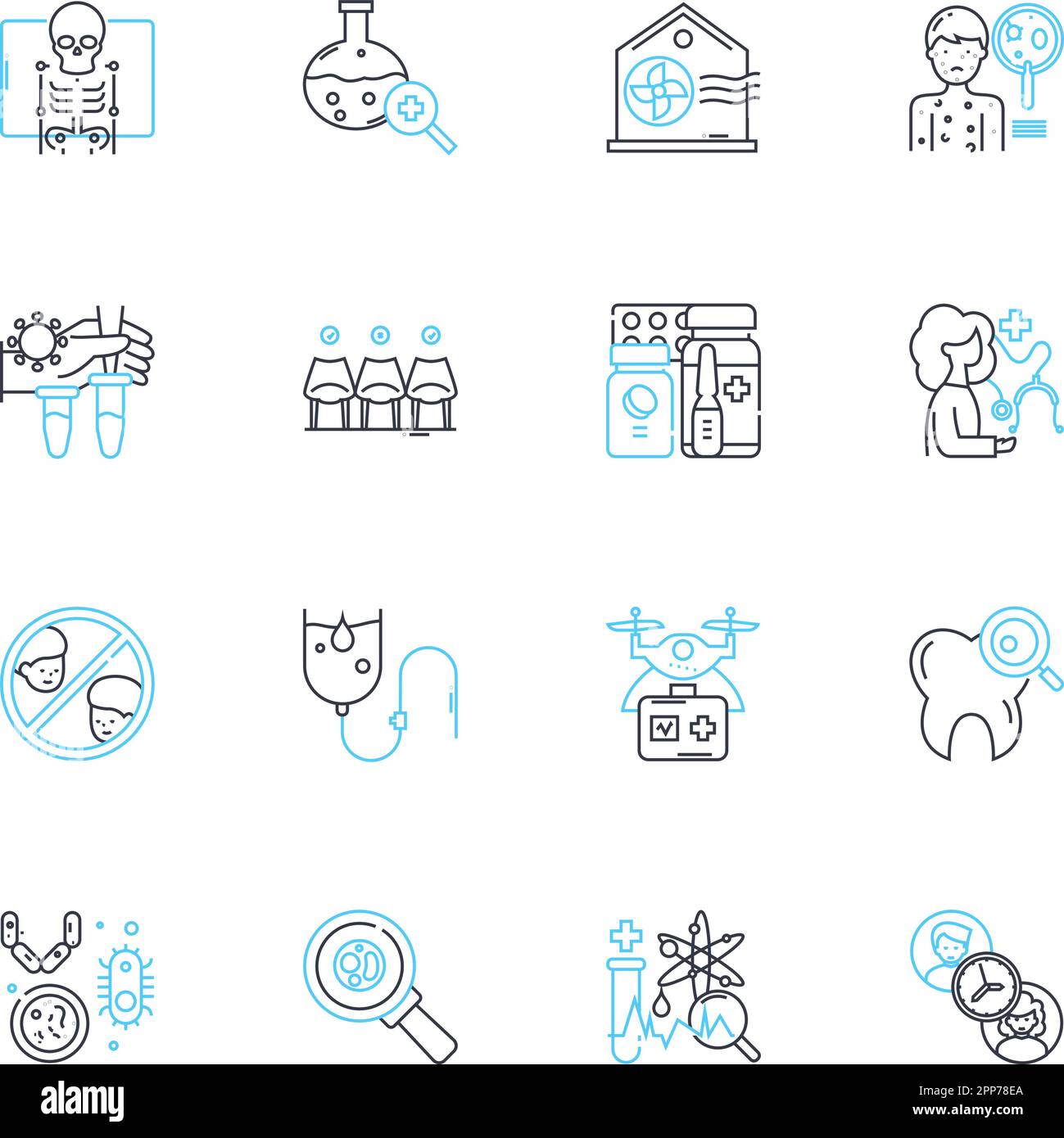 Medical center linear icons set. Clinic, Hospital, Pharmacy, Laboratory ...