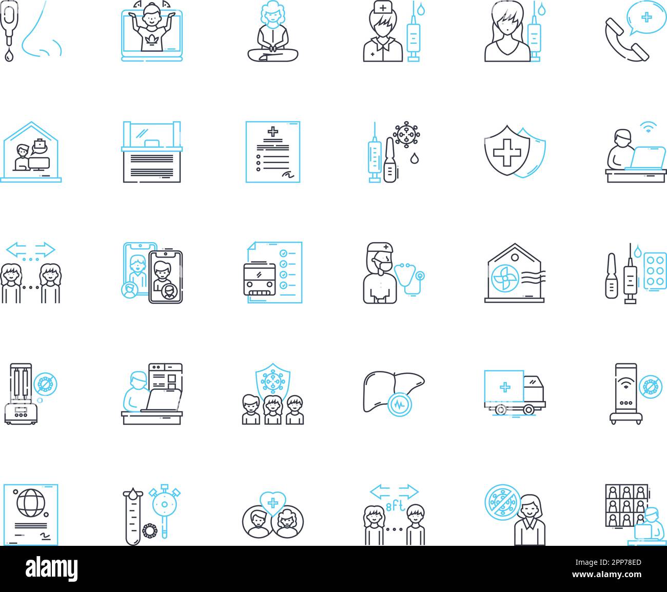 Infectious disease linear icons set. Virus, Bacteria, Fungi, Contagious ...