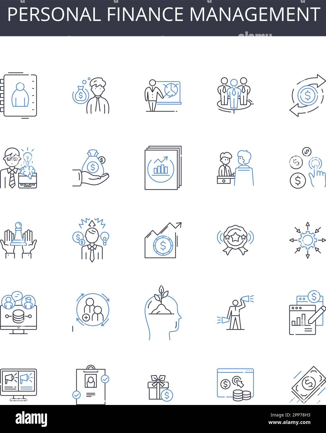 Personal Finance Management line icons collection. Financial Planning ...
