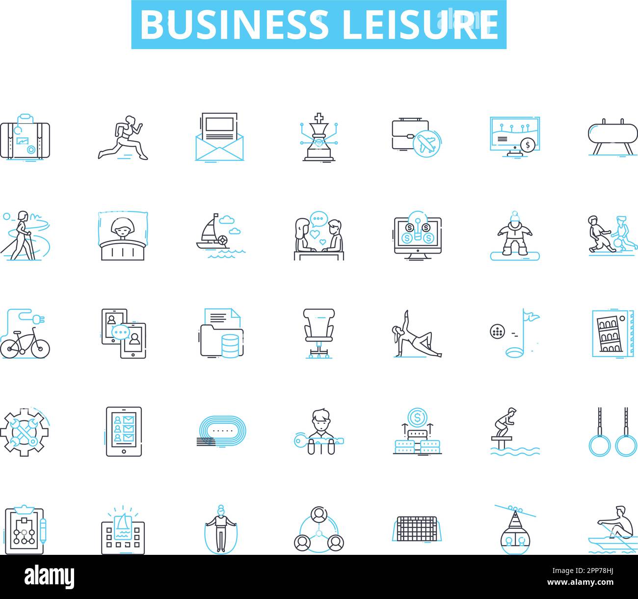 Business leisure linear icons set. Nerking, Entertainment, Team ...