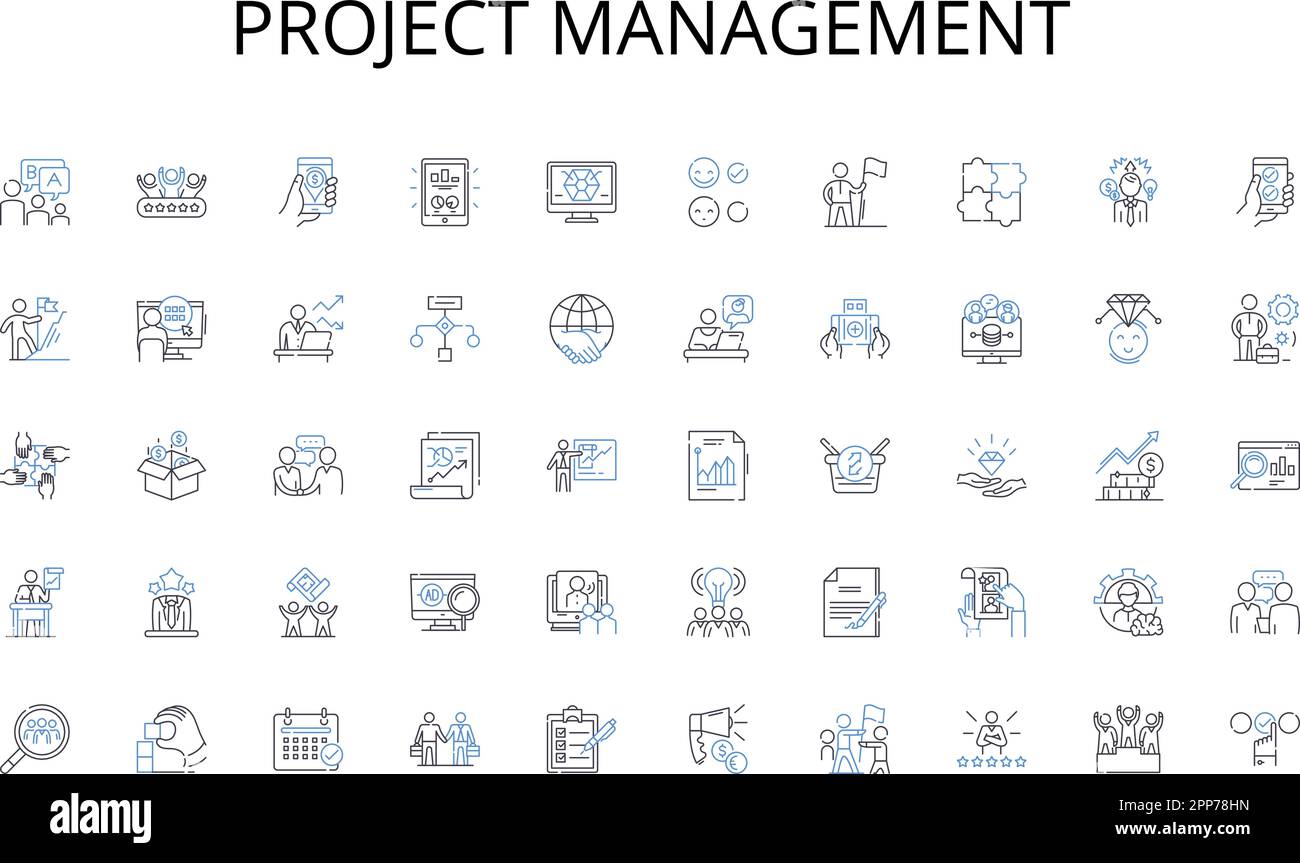 Project management line icons collection. Reinvent, Modernize, Refresh ...