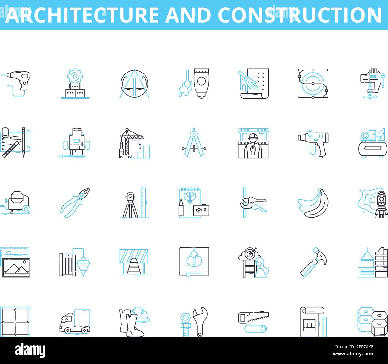 Architecture and construction linear icons set. Blueprint, Foundation ... Architecture and construction linear icons set. Blueprint, Foundation ...