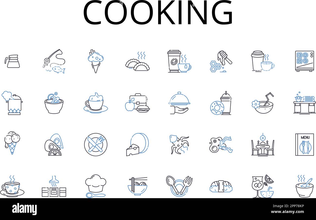 Cooking line icons collection. Culinary, Preparing, Baking, Roasting ...