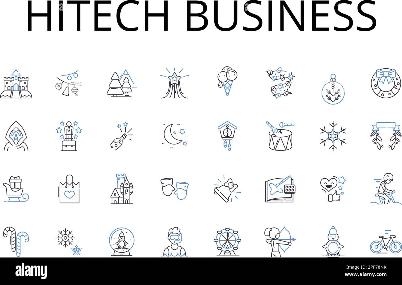 Hitech business line icons collection. Technology enterprise, Digital ...