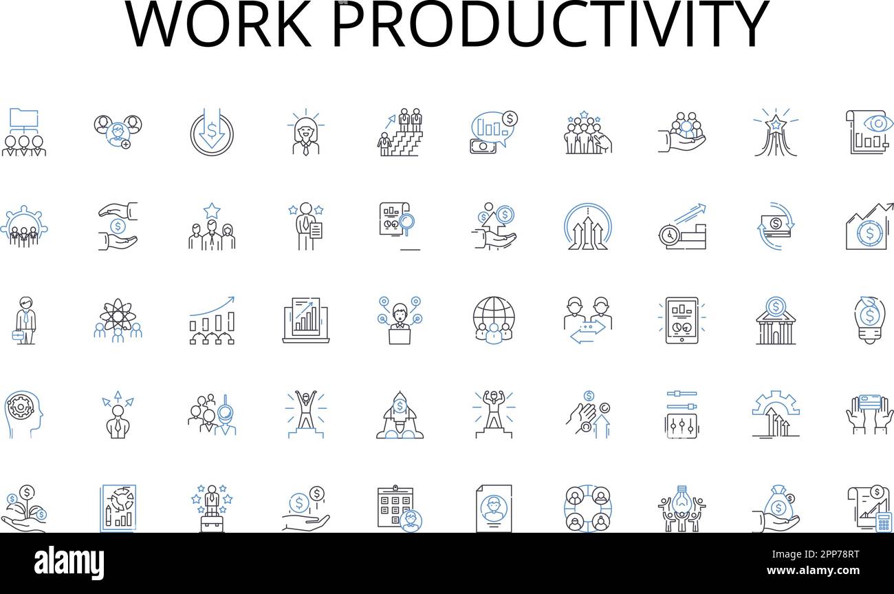 Work productivity line icons collection. Oversight, Management ...