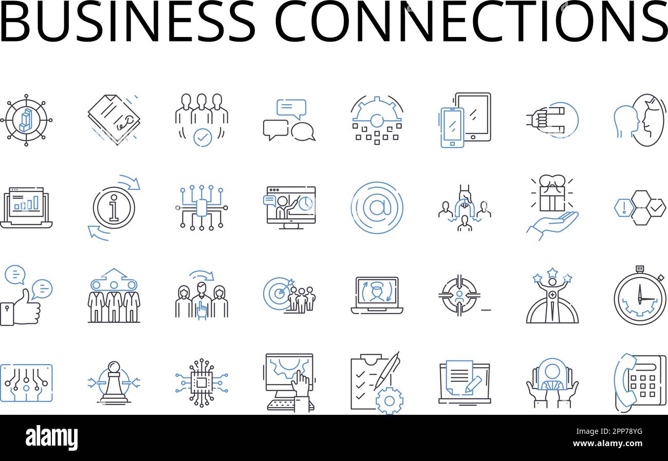 Business connections outline icons collection. Professional contacts ...