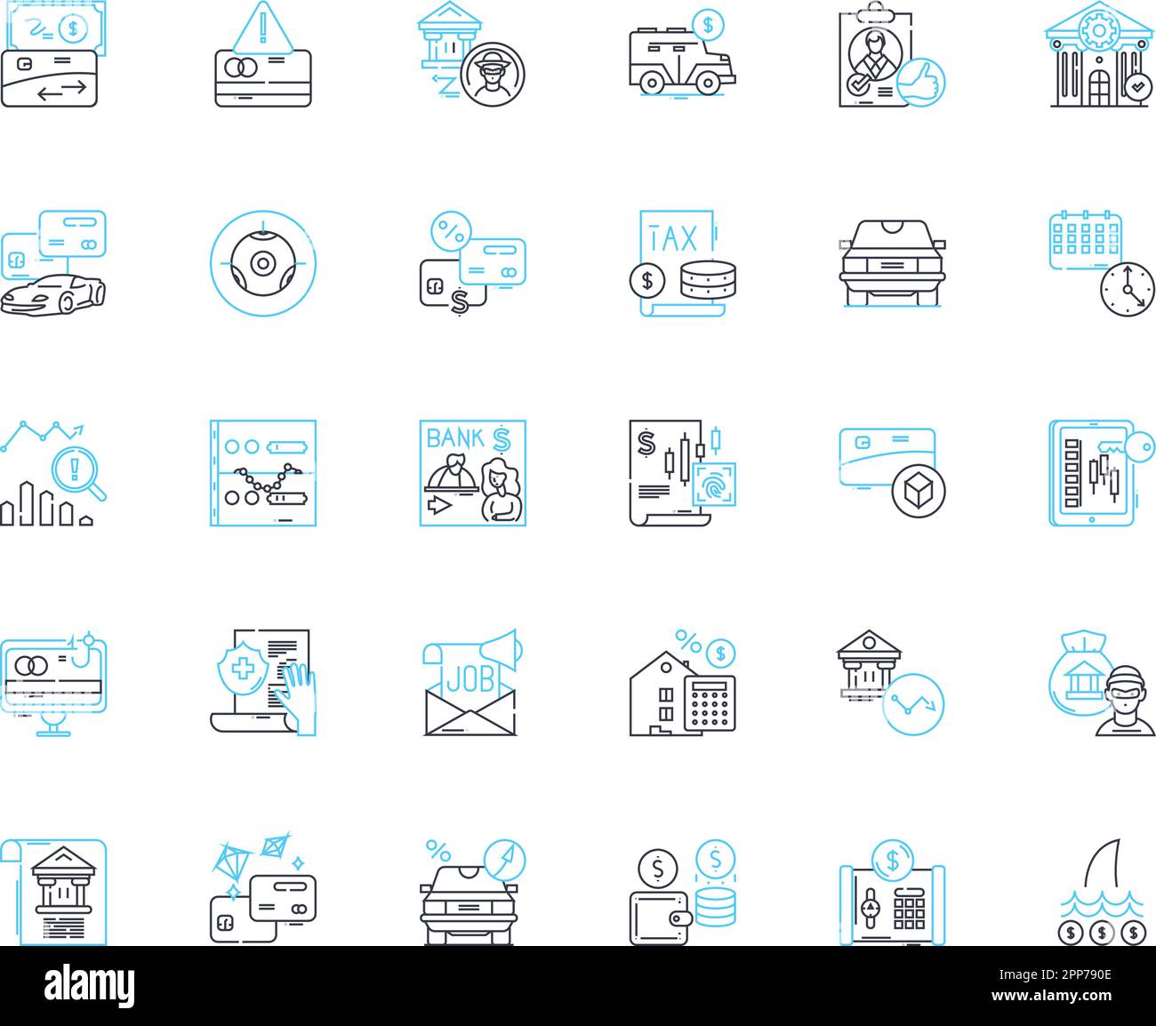 Profits earned linear icons set. Revenue, Gain, Earnings, Income ...