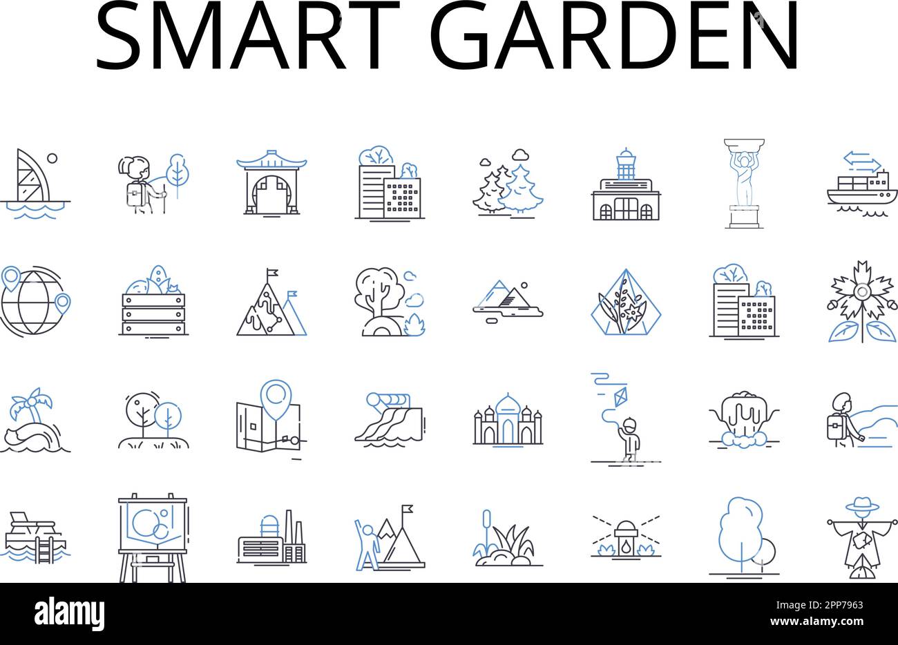 Smart garden line icons collection. Intelligent garden, Tech-savvy ...