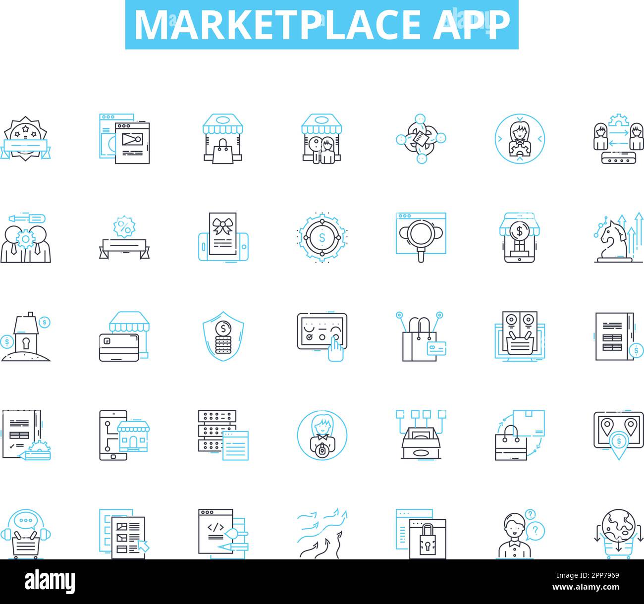 Marketplace app linear icons set. Commerce, Transaction, Buying ... Marketplace app linear icons set. Commerce, Transaction, Buying ...