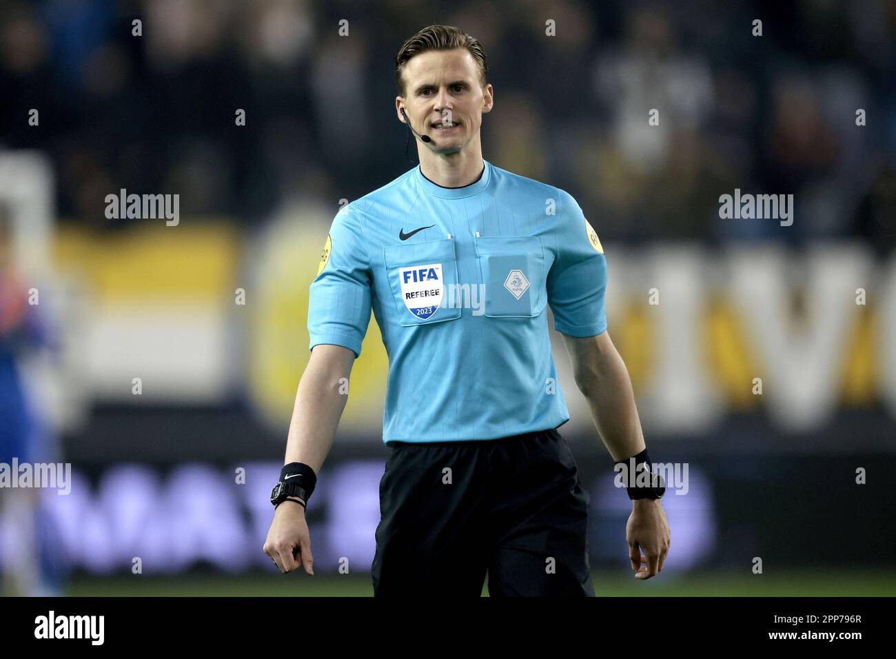 ARNHEM - Referee Sander van der Eijk during the Dutch premier league ...