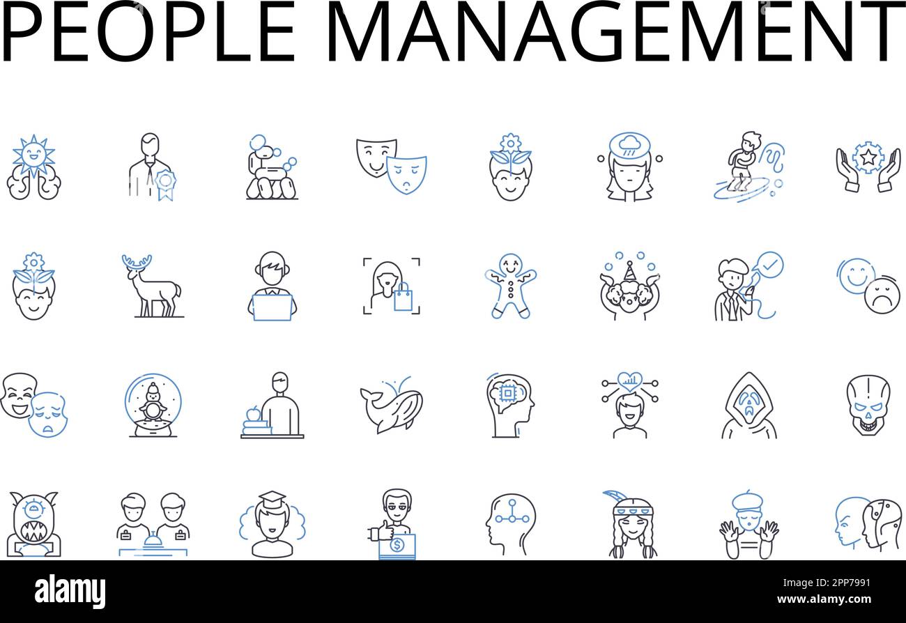 People management line icons collection. Staff supervision, Team ...