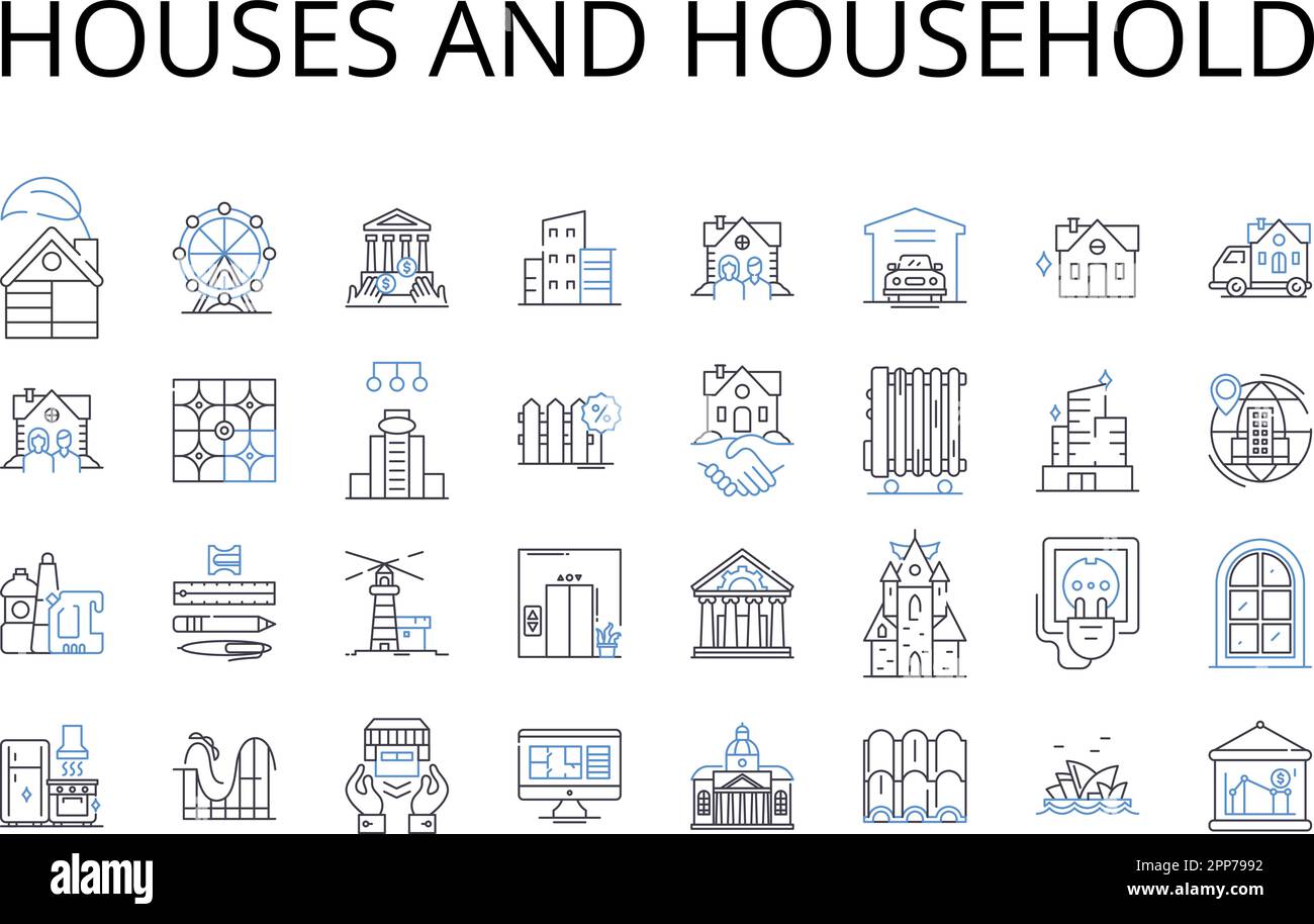 Houses and household line icons collection. Dwelling place, Home, Abode ...
